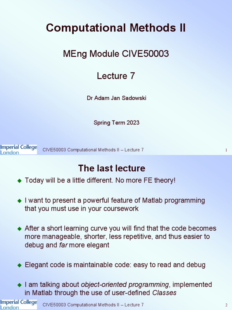 Object-Oriented Programming in Matlab | PDF | Method (Computer ...