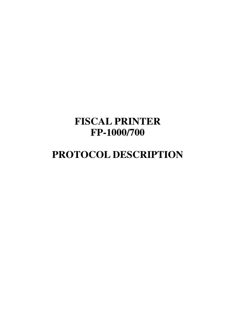 FP-700 Fiscal Printer Manual Overview | PDF | Receipt | Printer (Computing)