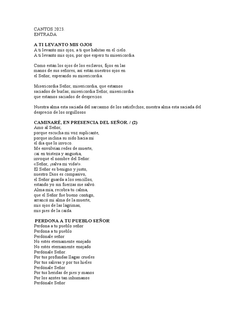 Cantos 2023 | PDF | eucaristía | Cristo (título)