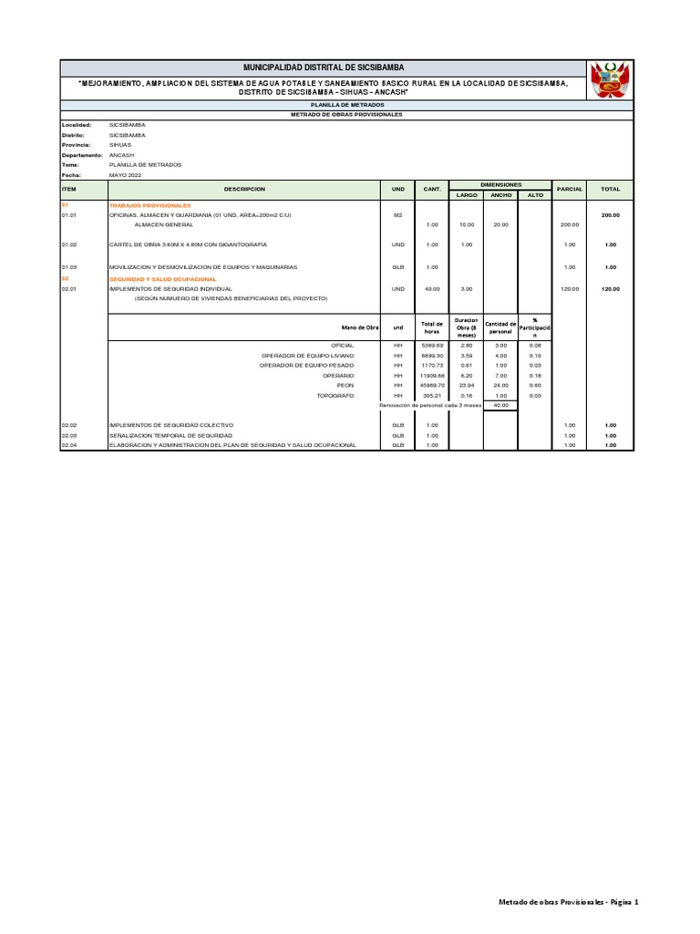 1.metrados Del Sistema de Agua Potable | PDF | Construyendo tecnología | Ingeniería