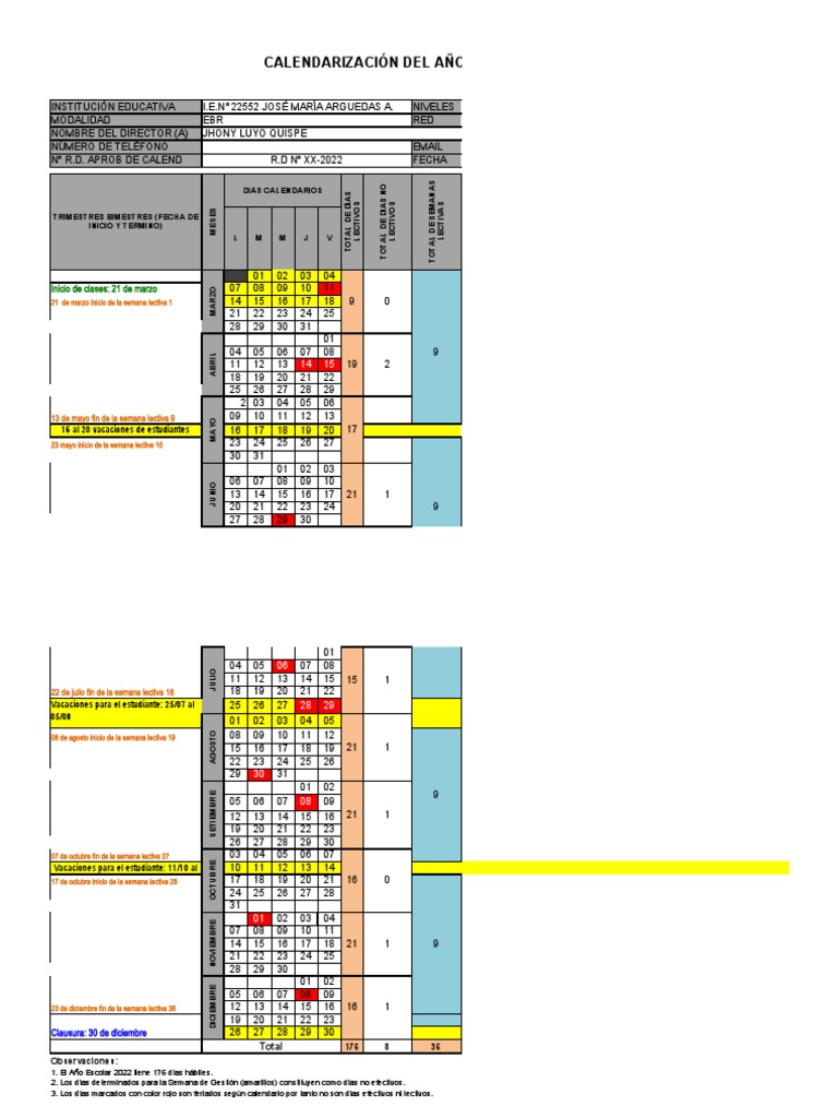 Calendarizacion 2022 Jma | PDF