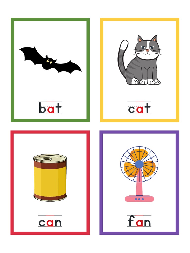 Colorful Short A CVC Word Cards PDF | PDF