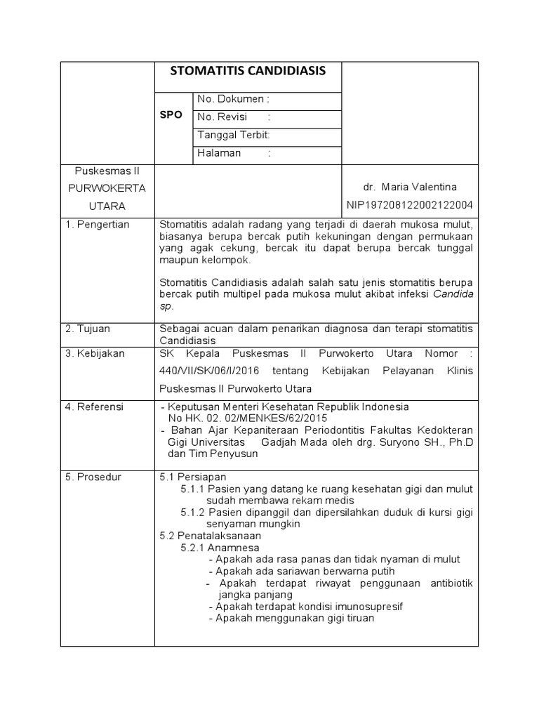 Stomatitis Candidiasis: Diagnosis dan Terapi | PDF