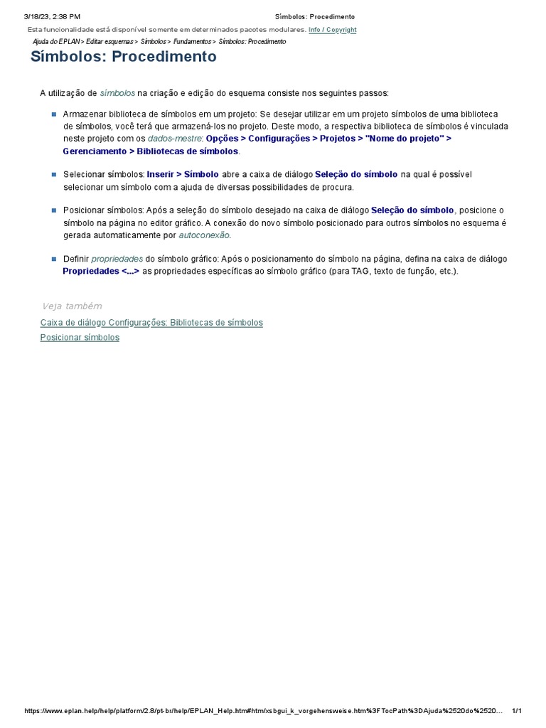 EPLAN - Símbolos - Procedimento | PDF
