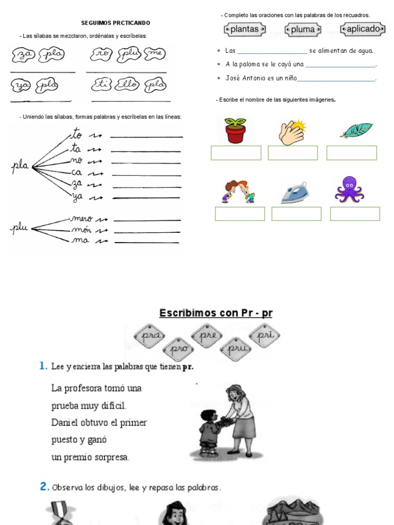 Actividades de Sílaba "pr" para Niños | PDF