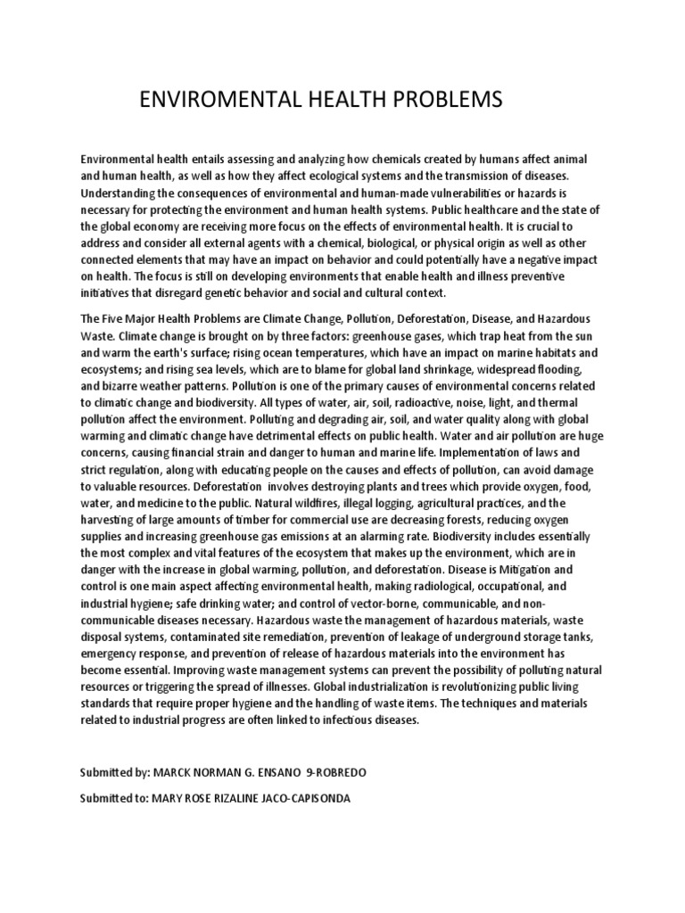 Enviromental Health Problems | PDF | Natural Environment | Climate Change