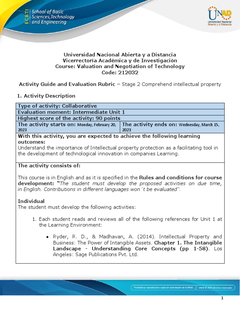 Activities Guide and Evaluation Rubric - Unit 1 - Stage 2 Comprehend ...