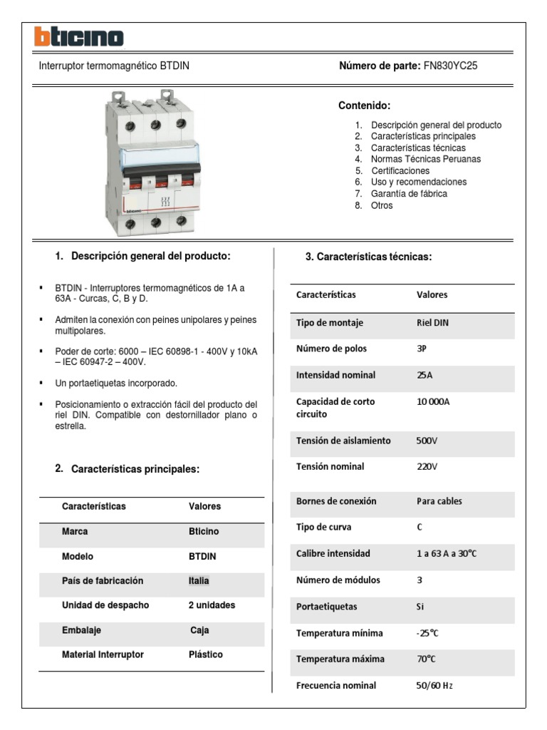 Interruptor Termomagnetico 3x25a | PDF | Uso eficiente de energía | Ingenieria Eléctrica