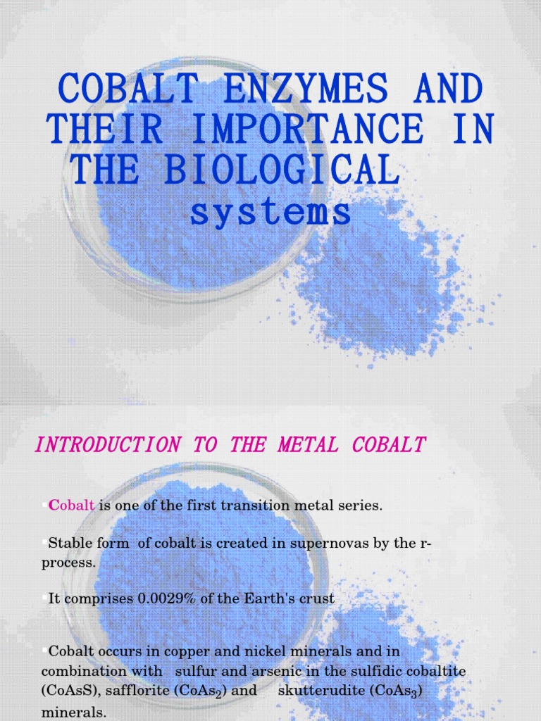 Cobalt Enzymes | PDF | Cobalt | Cofactor (Biochemistry)