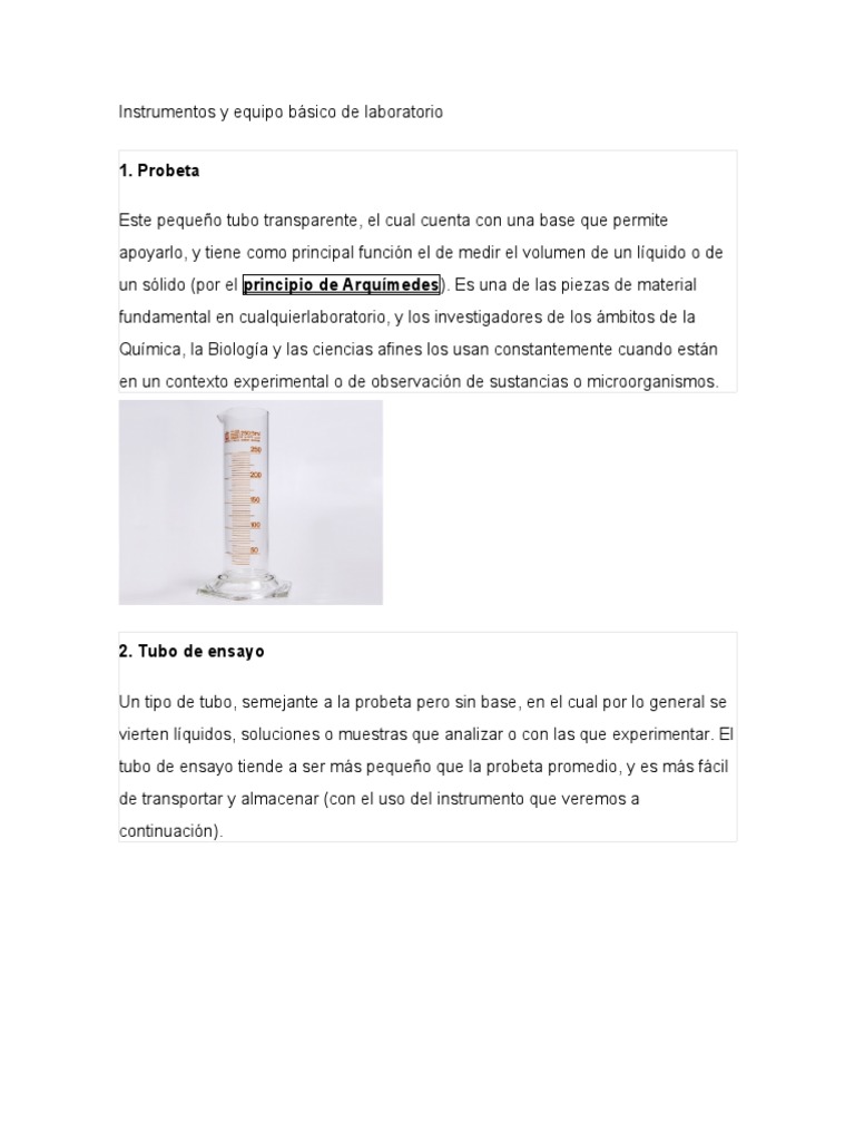 Instrumentos y Equipo Básico de Laboratorio | PDF | Laboratorios | Química