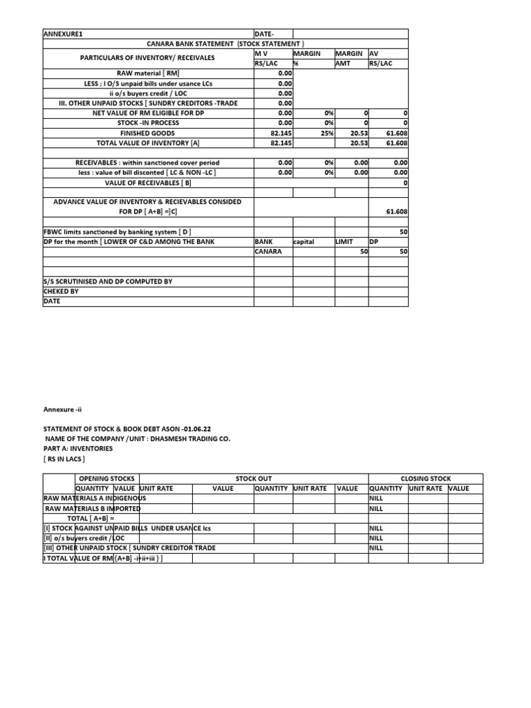 Canara Bank Stock Statement Overview | PDF | Corporations | Business ...