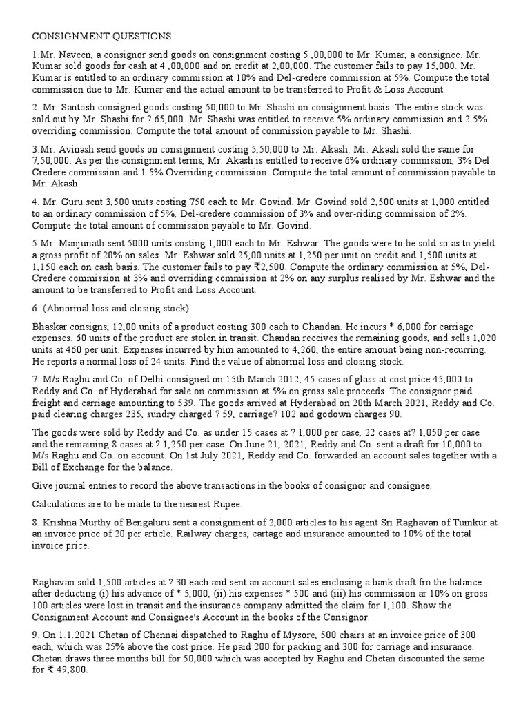 Consignment | PDF | Expense | Prices