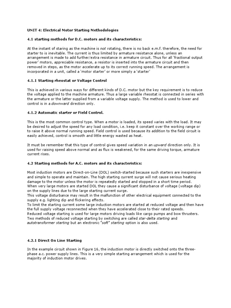 Motor Starting Methods Explained | PDF | Electric Motor | Transformer