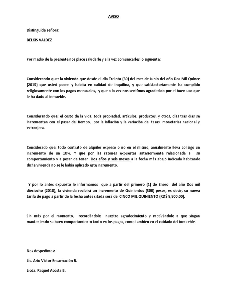 Carta Inquilino 2 | PDF Carta Inquilino 2 | PDF