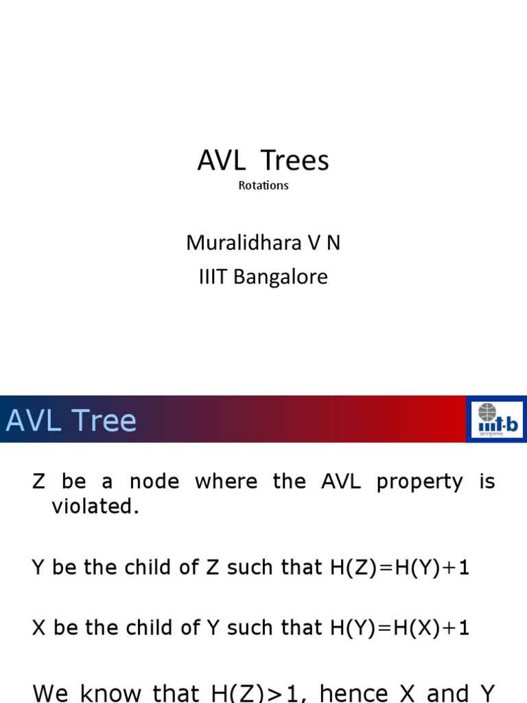 AVL Trees: Muralidhara V N IIIT Bangalore | PDF | Theoretical Computer ...