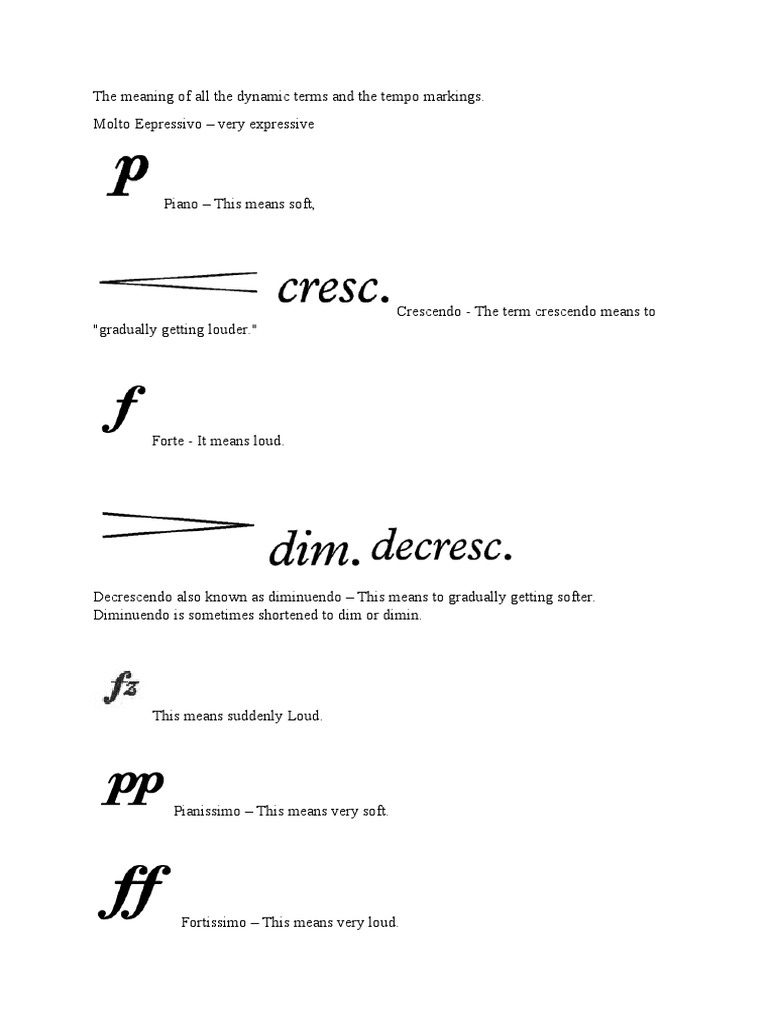 Dynamic Terms and The Tempo Markings | PDF