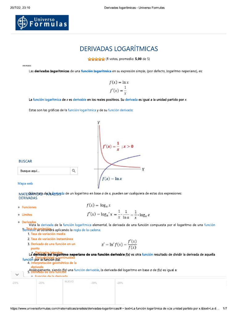 Derivadas Logaritmicas | PDF