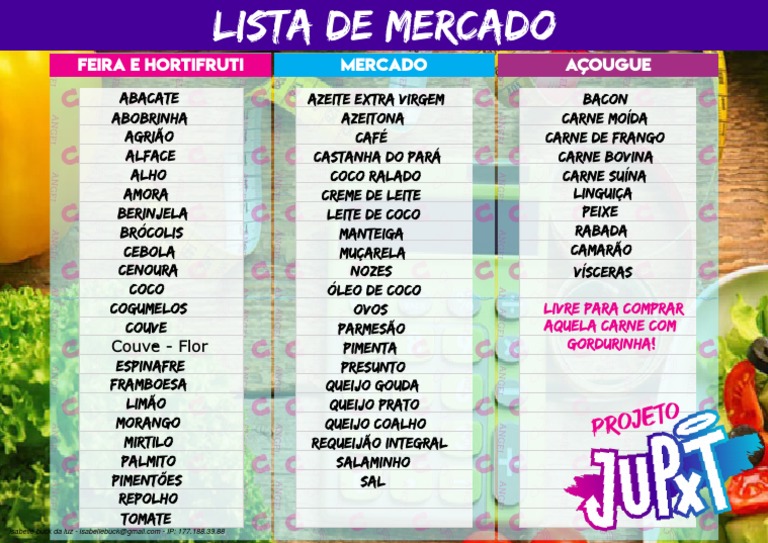 Lista de compras para mercado, feira e açougue | PDF