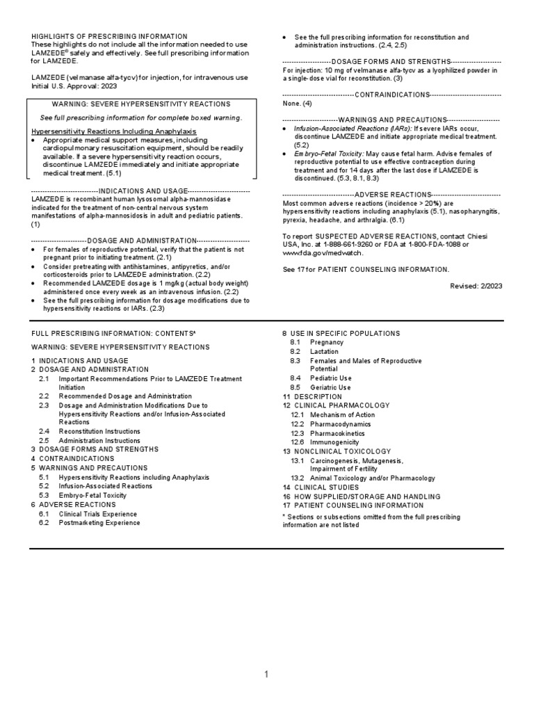 BLA 761278 Lamzede PI | PDF | Pregnancy | Dose (Biochemistry)
