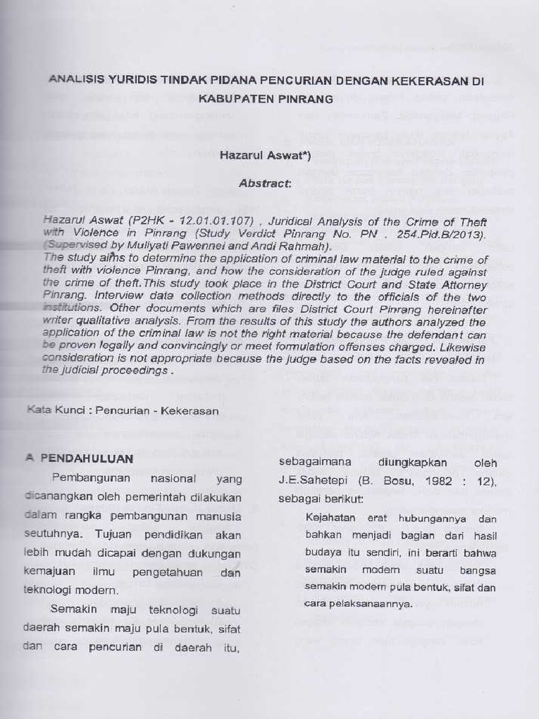 Analisis Pasal 365 | PDF