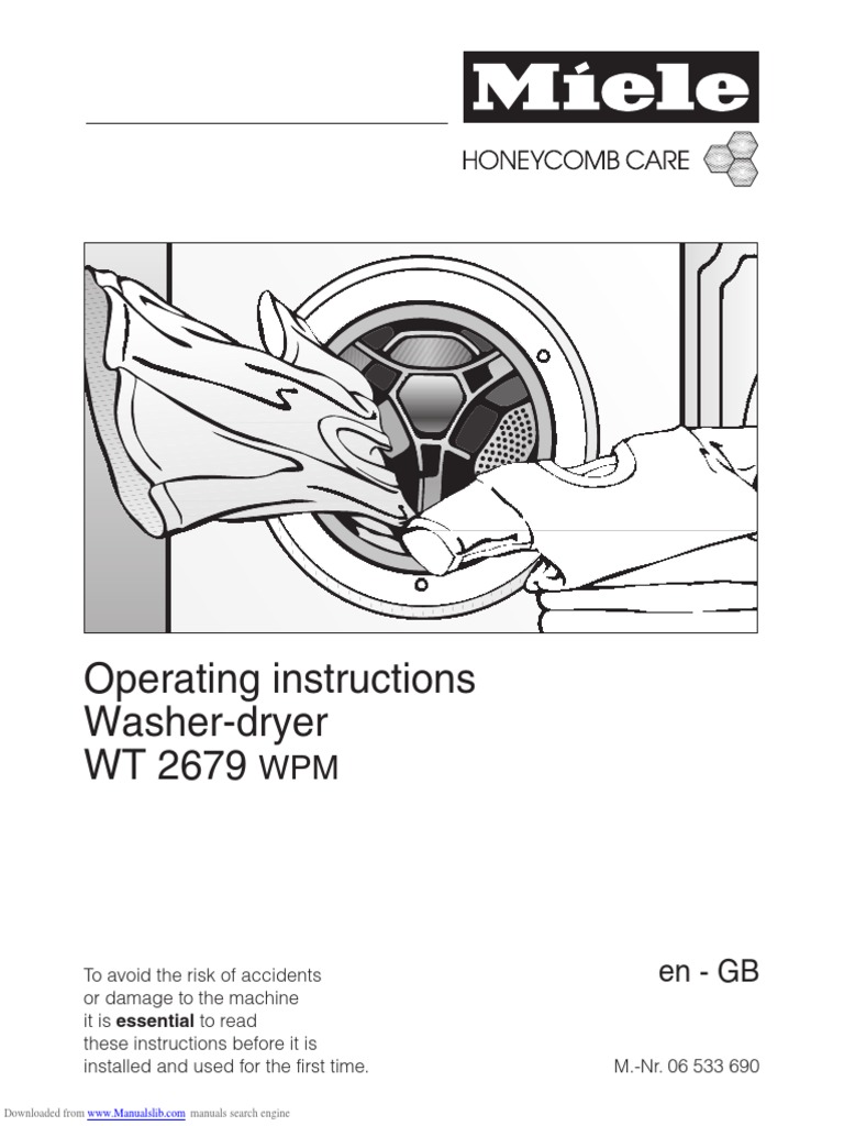 Miele Washing Machine IFU | PDF | Laundry | Safety