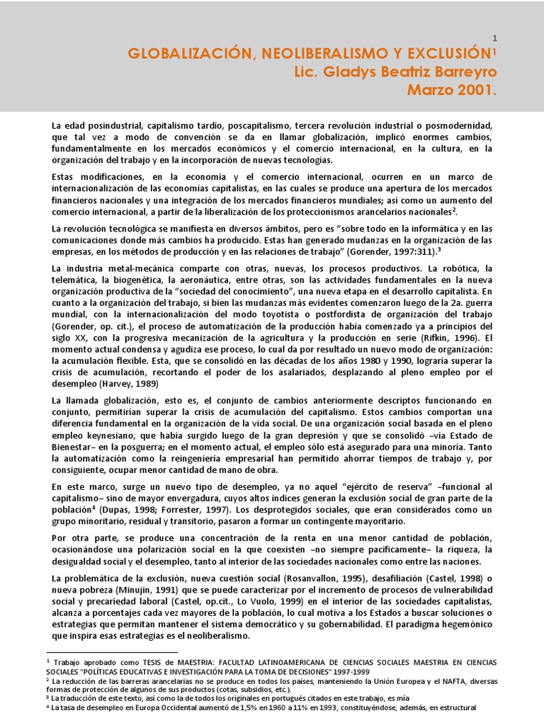 02 - Barreyro Gladys Beatriz Globalización, Neoliberalismo Y Exclusión ...