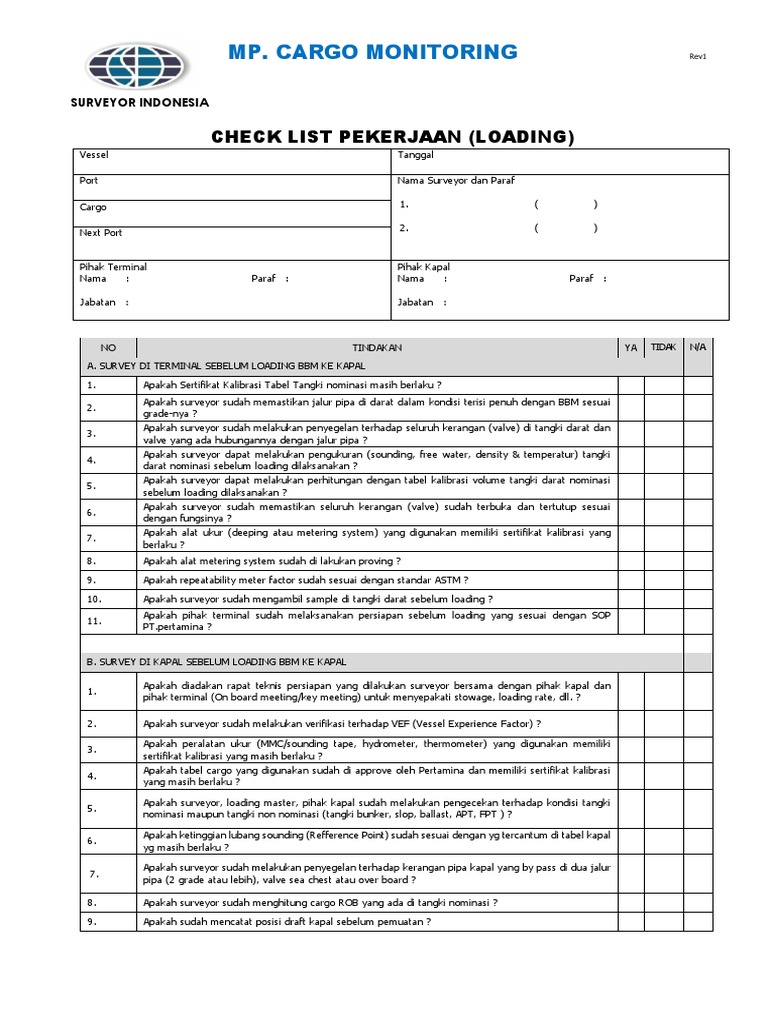 Check List-Loading - Rev2 2019 PDF | PDF