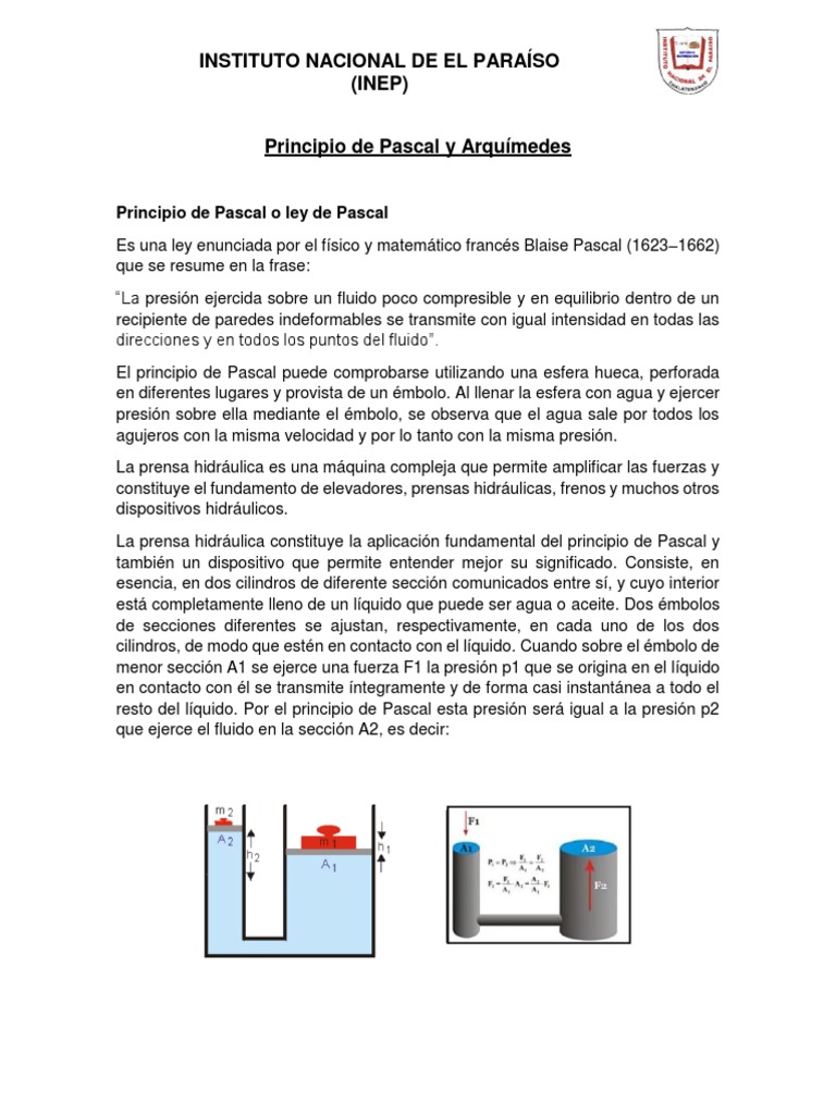 Principio de Pascal y Arquímedes 2 PDF | PDF | Líquidos | Ingeniería ...