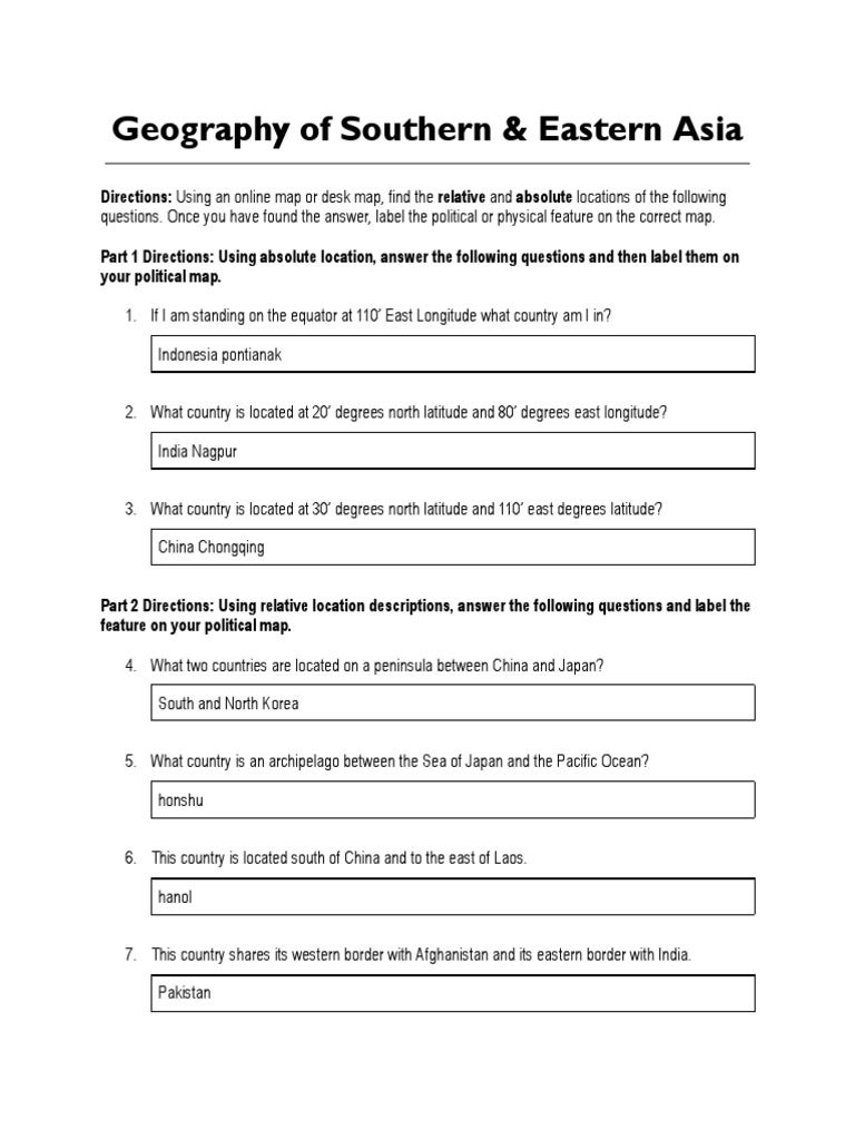 Where in The World - Southern & Eastern Asia | PDF | Asia | Himalayas
