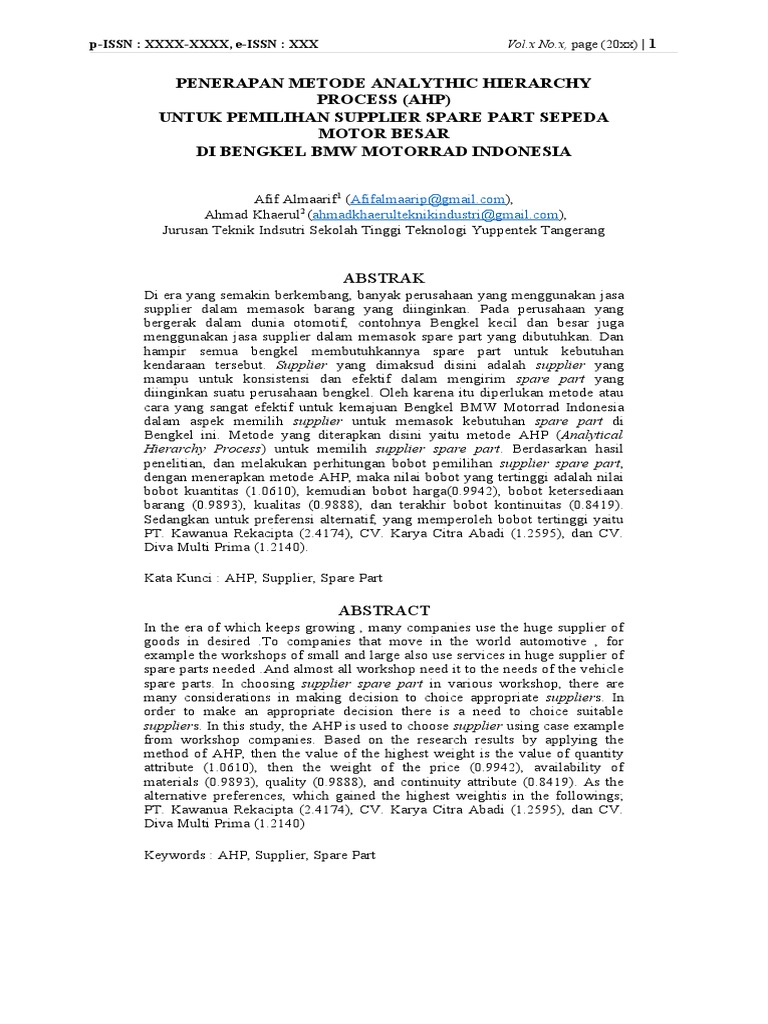 Project Jurnal AHP | PDF