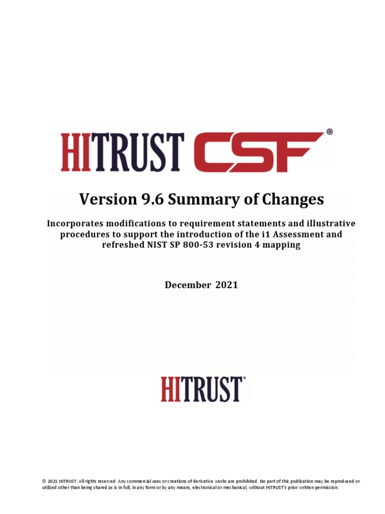HITRUST CSF v9.6.0 Summary of Changes | PDF | Regulatory Compliance ...
