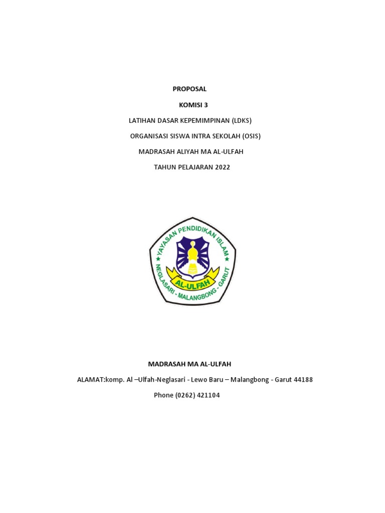 Proposal LDKS OSIS MA Al-Ulfah | PDF | Karier & Perkembangan ...