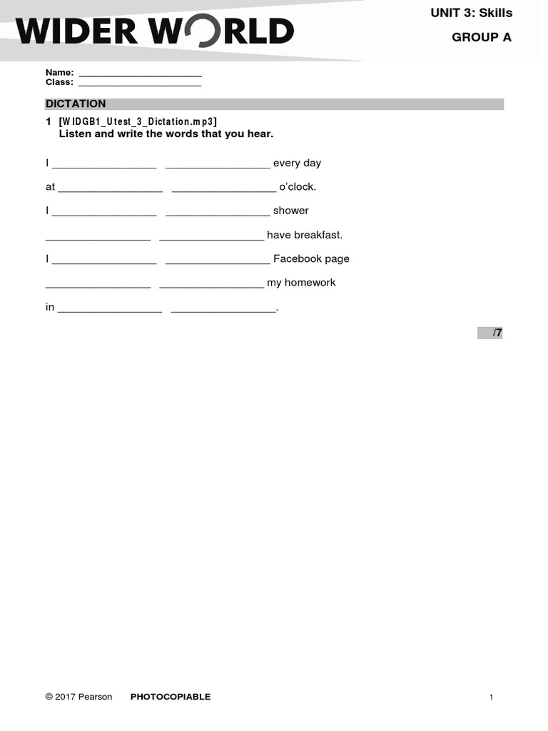 WIDGB1 Utest Skills 3A SLD | PDF