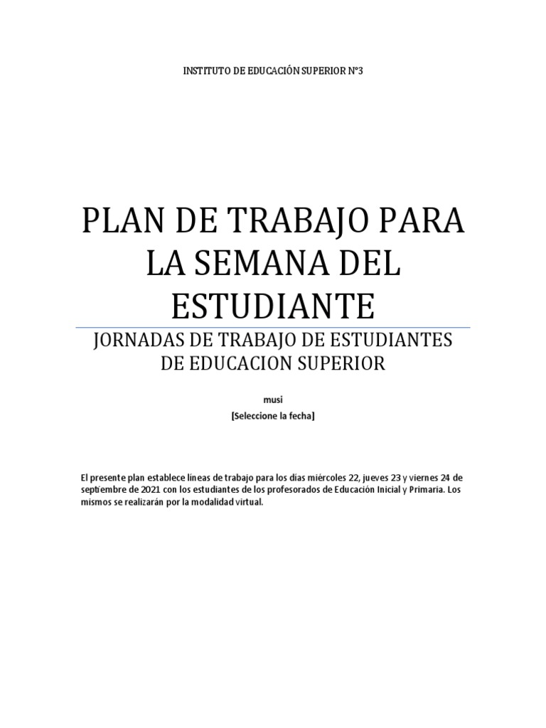 Organización Actividades Semana Del Estudiante | PDF