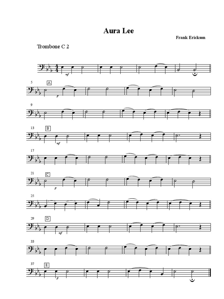 Aura Lee Trombone C PDF | PDF