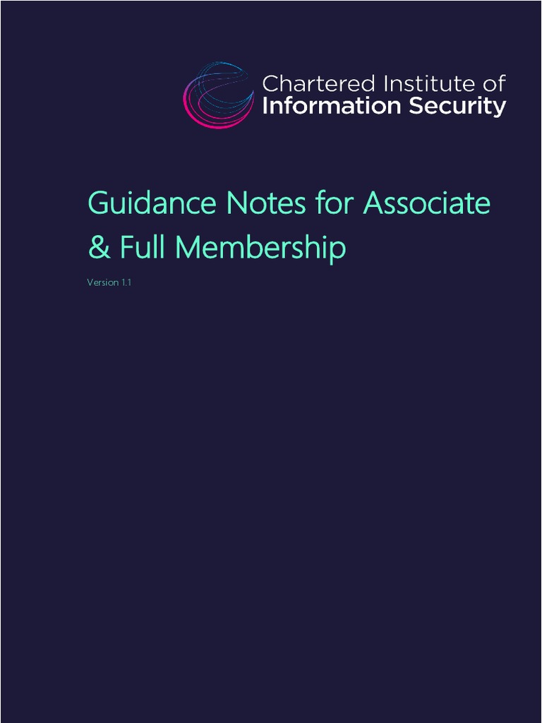 CIISec Guidance Notes For Associate & Full Members | PDF | Creative ...