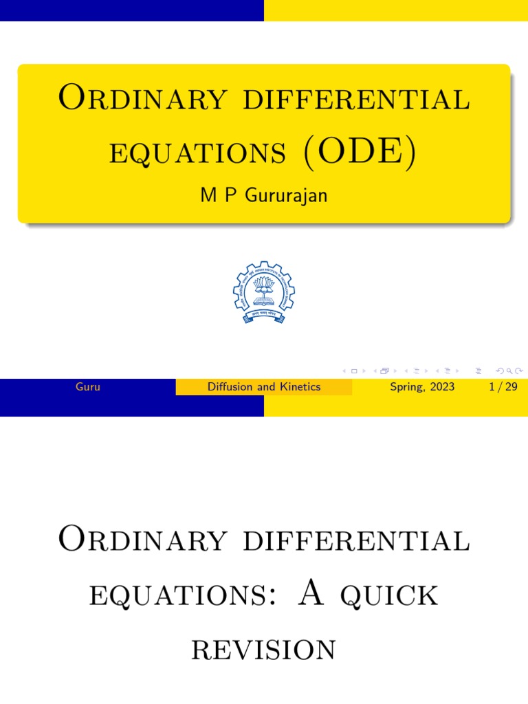 1 Odes Pdf Differential Equations Ordinary Differential Equation