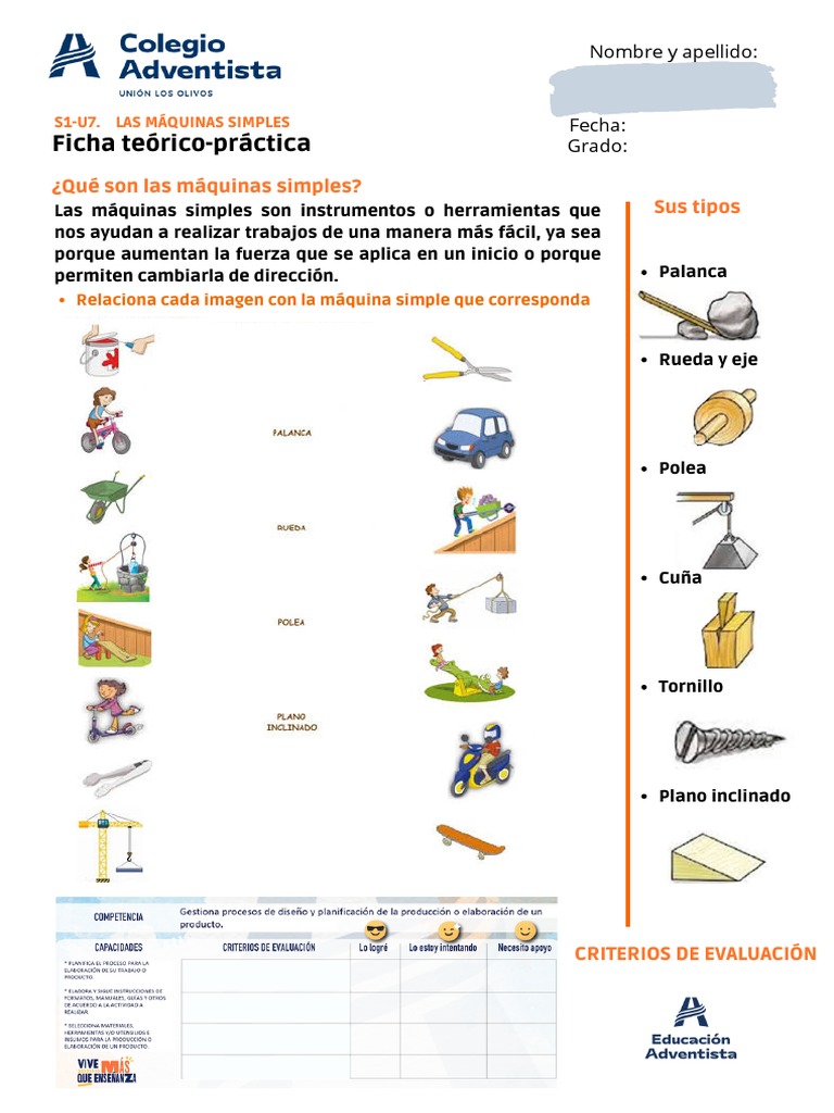 Ficha de trabajo máquinas simples | PDF