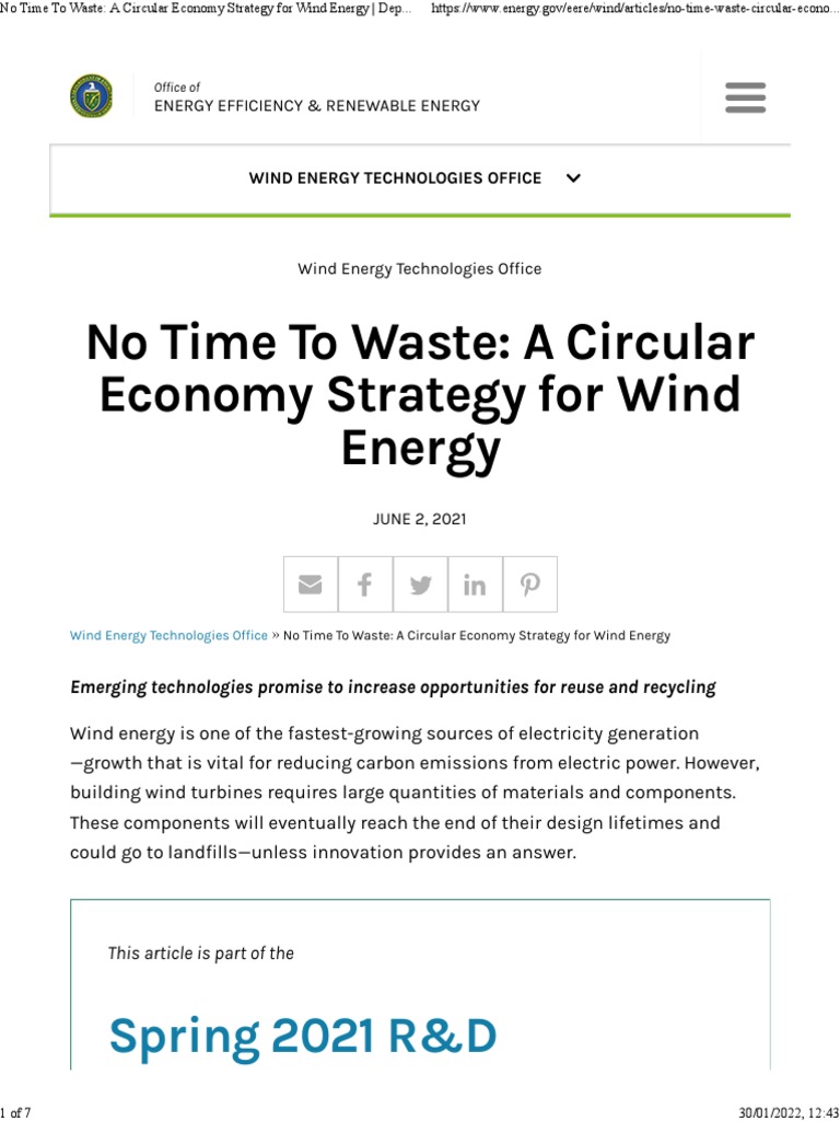 Department of Energy - No Time To Waste A Circular Economy Strategy For ...