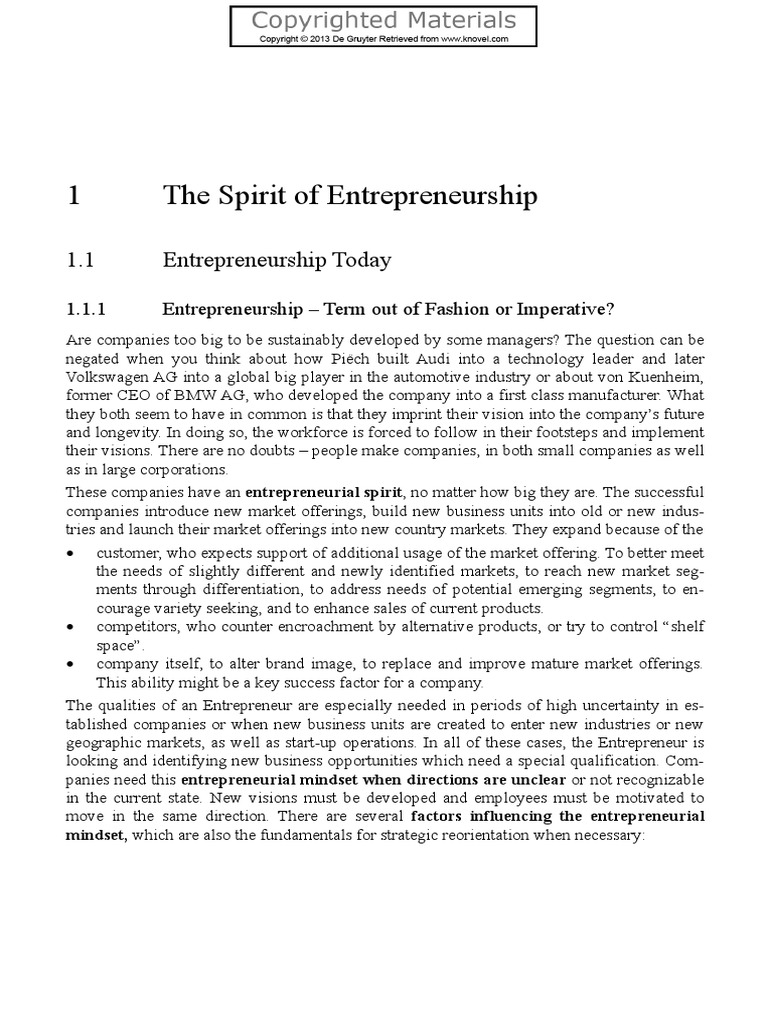 Chapter 1 - Spirit of Entrepreneurship Module 1 | PDF ...