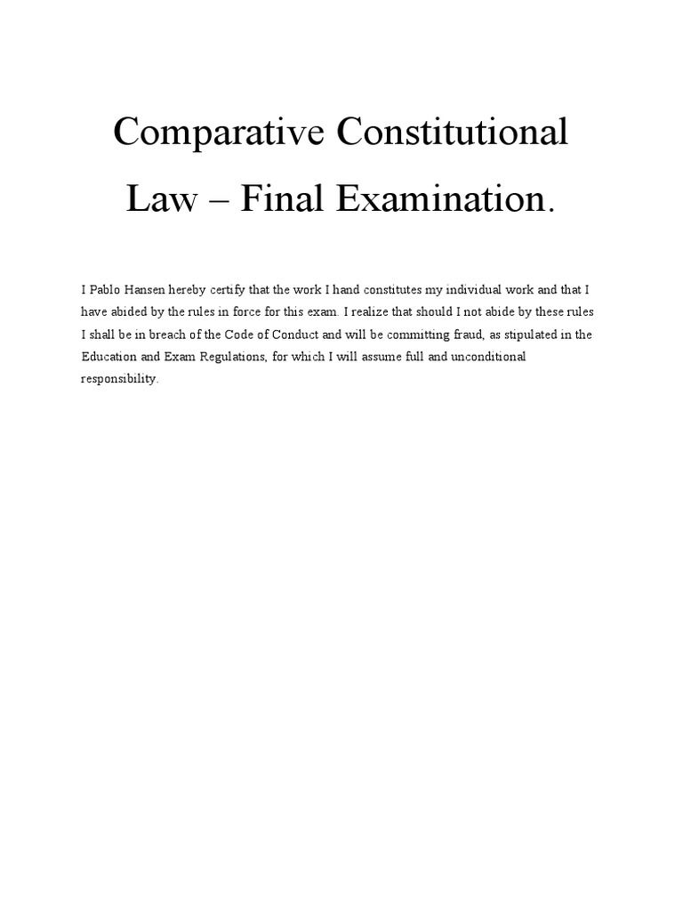 Comparative Constitutional Law - Pablo Hansen - 02 - Final Examination ...