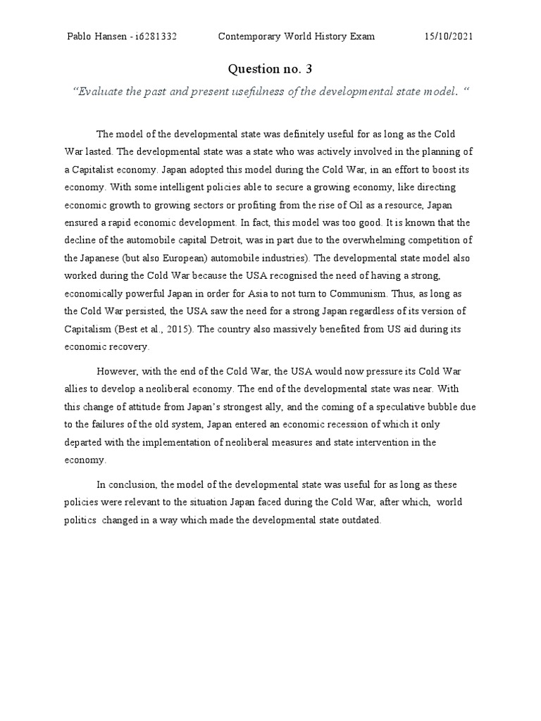 Pablo Hansen - I6281332 - Essay Question No 3 | PDF