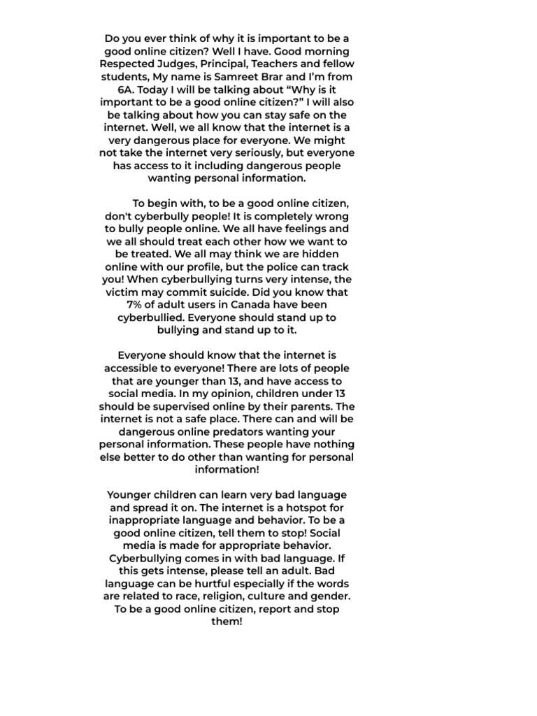 Speech (Rough Copy) | PDF | Cyberbullying | Social Media