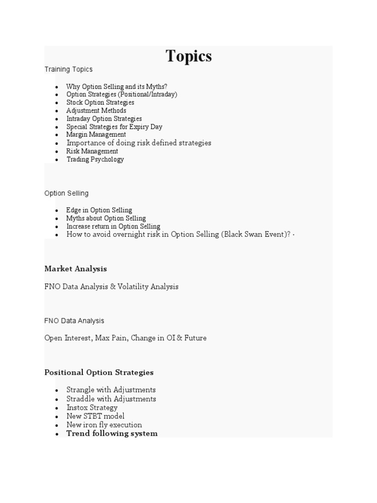 Topics OPtionSelling ITJ | PDF | Day Trading | Option (Finance)