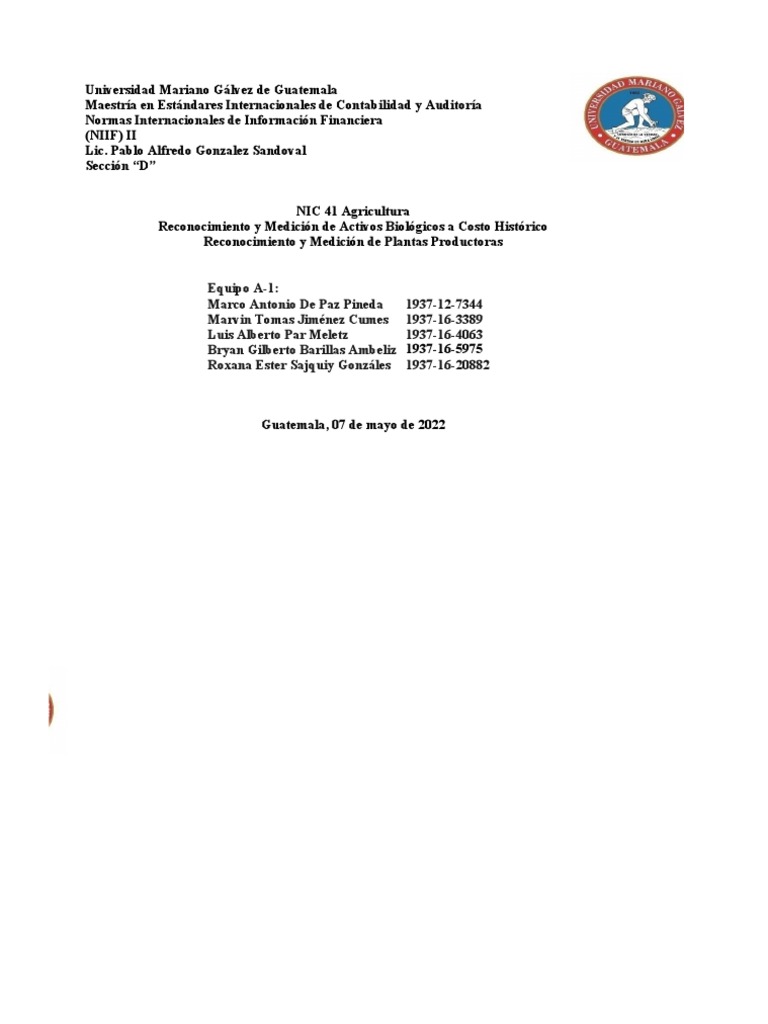 Caso Práctico NIC 41 Agricultura | PDF | normas internacionales de ...