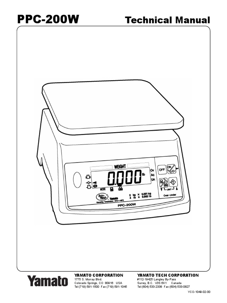 PPC-200W Technical Manual Overview | PDF | Pound (Mass) | Screw