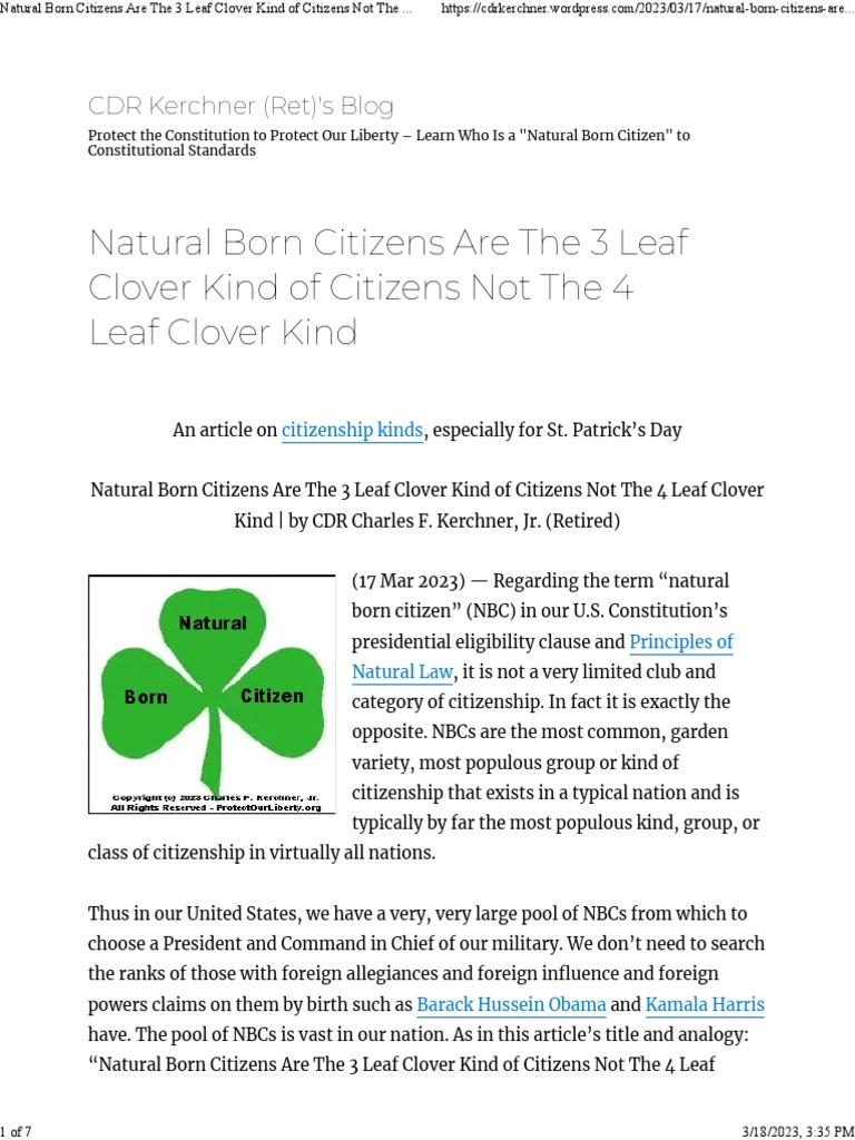 Natural Born Citizens Explained | PDF | Citizenship | Presidents Of The ...