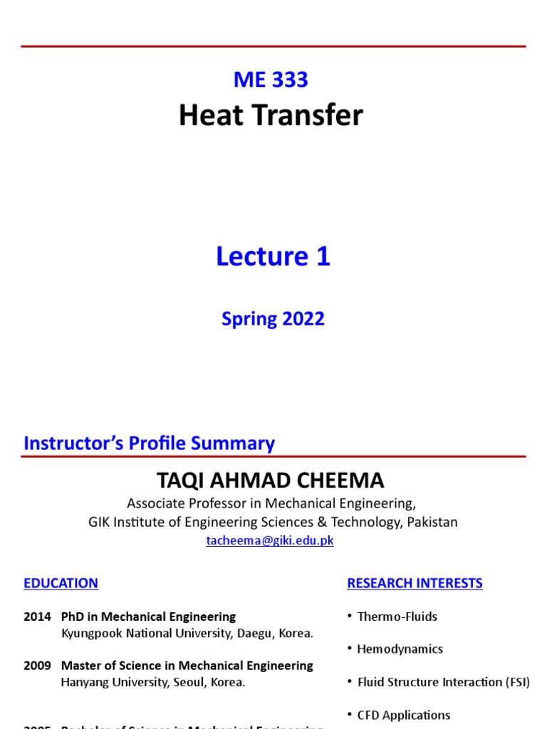 Lecture 1 | PDF | Heat Transfer | Heat