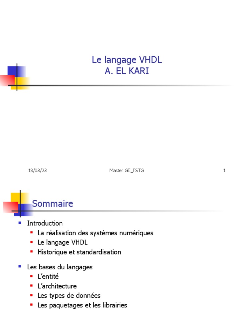 Le Langage VHDL ELKARI | PDF | VHDL | Langage de programmation