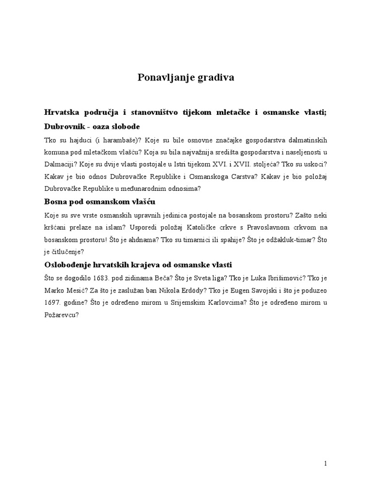 Ponavljanje Gradiva | PDF